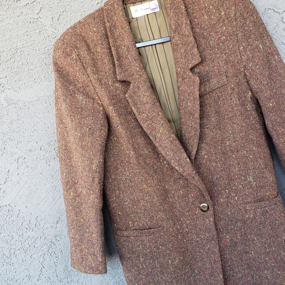 Vintage | Jackets & Coats | 9s Vintage Tweed Longline Blazer Brown ...